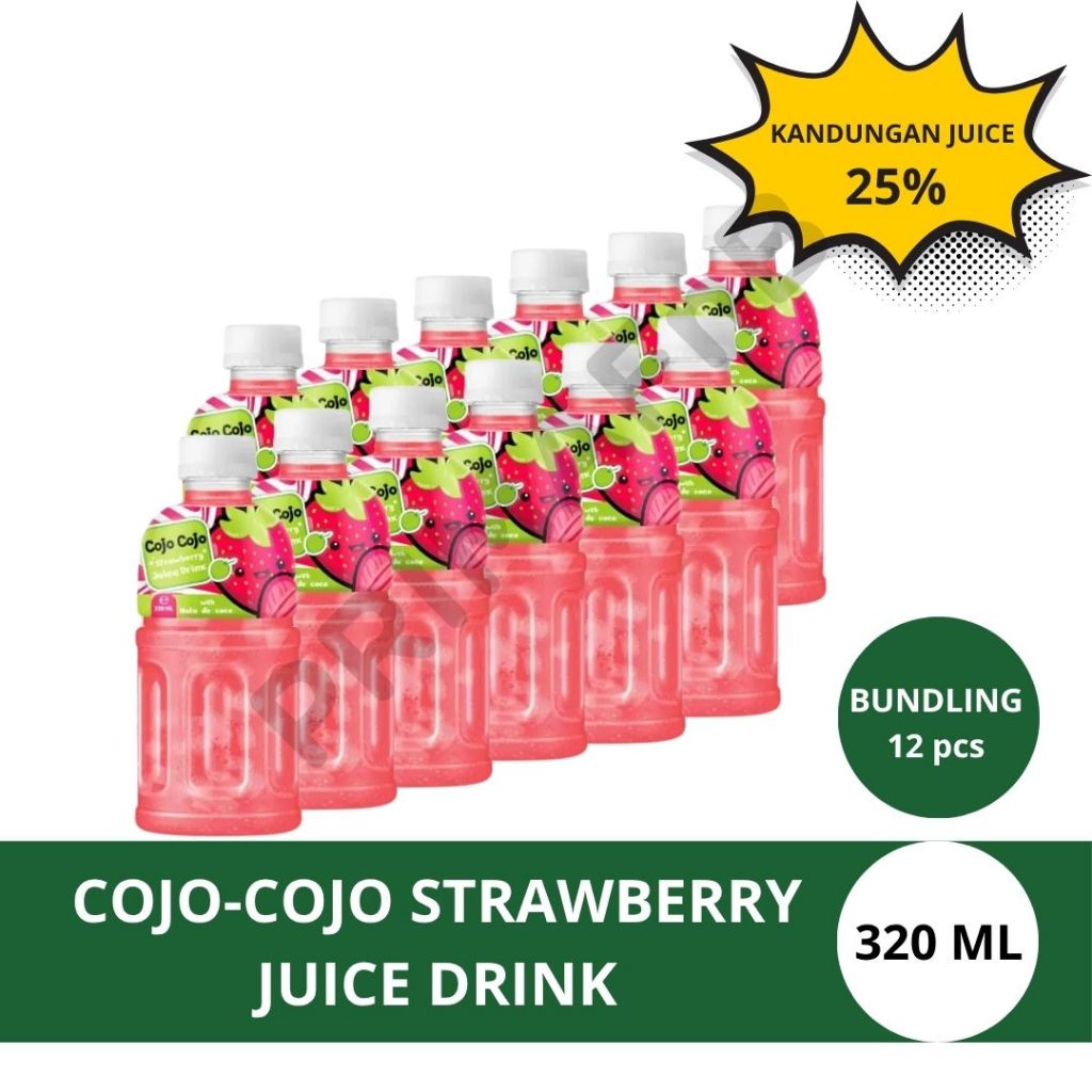 Jual Cojo-Cojo Strawberry Juice Drink With Nata De Coco 320ml (Bundling ...