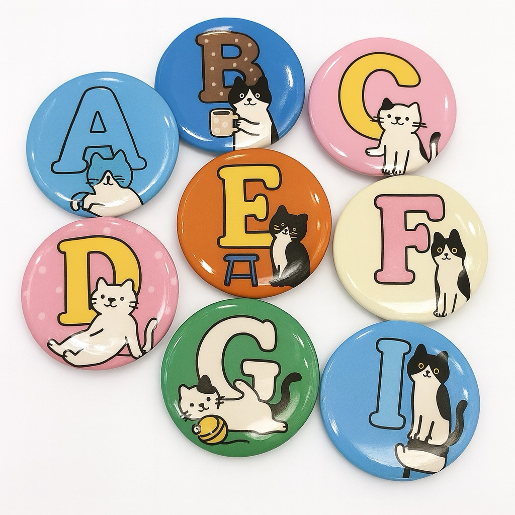 Jual FFV - Pin Bros Kucing Lucu Huruf Alfabet A–Z / Button Badge 44mm ...