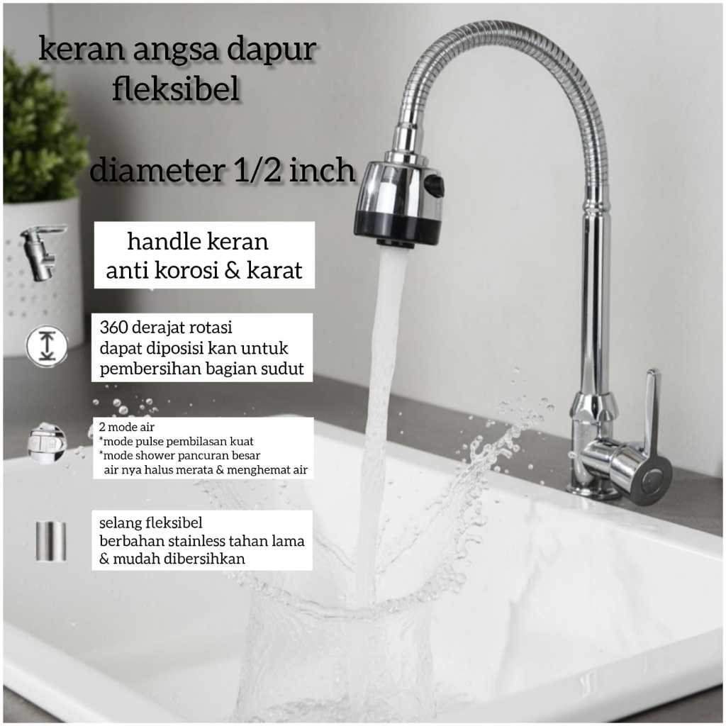 Jual Keran Kran Angsa Flexible Fleksibel Wastafel Sink Cuci Piring ...