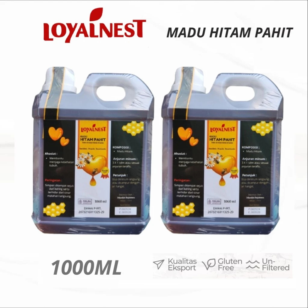 Jual Madu Hitam Pahit Loyal 1 KG Original - Madu Hitam Pahit Sambiloto ...