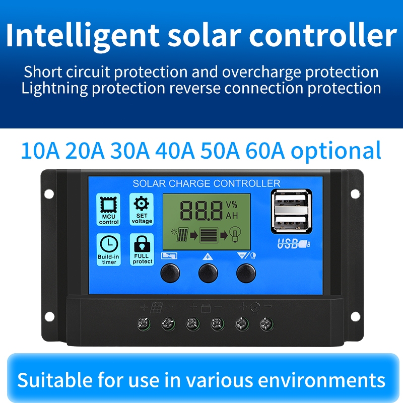 Jual Solar Charge Controller PWM 12V/24V 10A 20A 30A 60A - Regulator ...