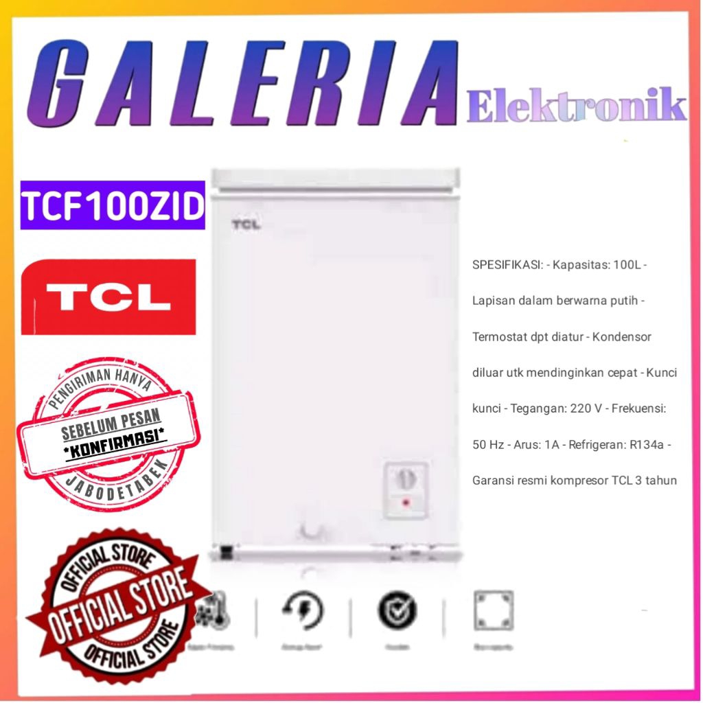 Jual TCL CHEST FREEZER KAPASITAS 100 LITER SUPER FREEZING -STORAGE ...