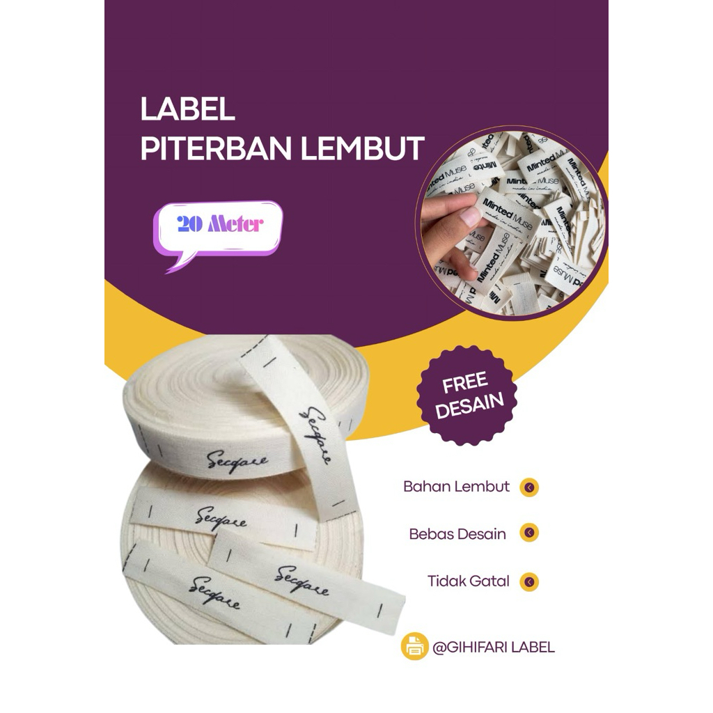 Jual label katun lembut 20 M ,label baju , label katun ,label nama ...