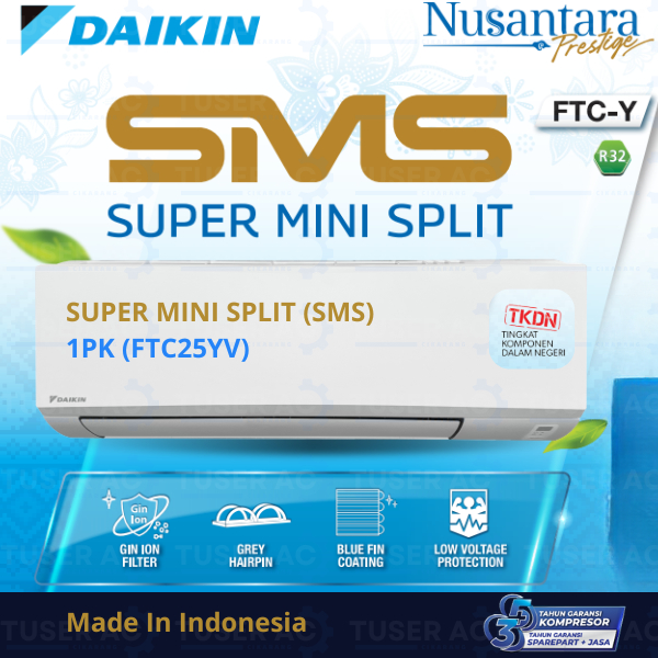 Jual AC DAIKIN Indonesia Super Mini Split 1 PK 1PK tipe FTC25YV STC25YV ...