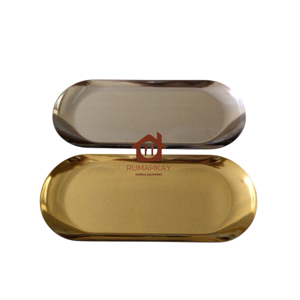 Jual Nampan Oval Bill Tray Gold Silver 26cm / Piring Snack Plate piring ...