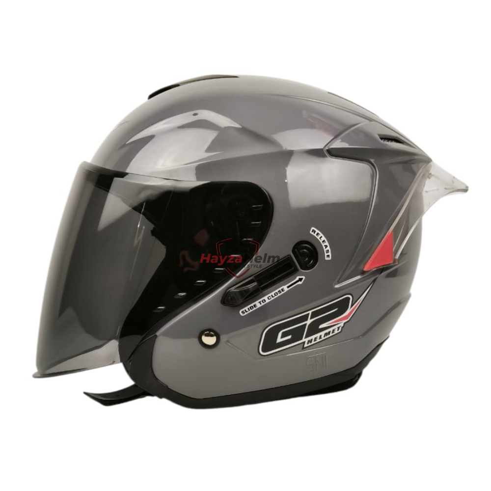 Jual HELM G2 OPTIMAX PAKET GANTENG GREY GLOSY| HELM HALF FACE | Shopee ...