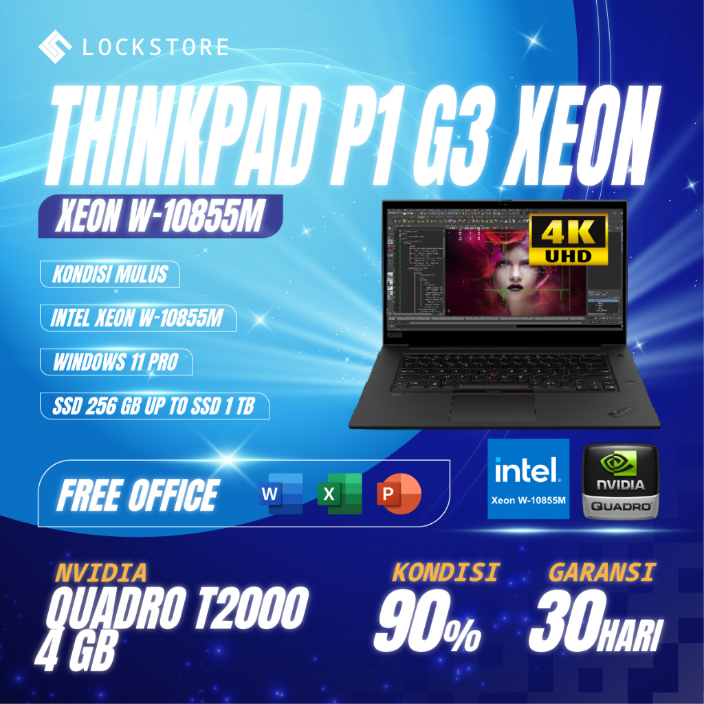 Jual lenovo thinkpad P1 G3 workstation Xeon W-10855M | 64GB | 1TB ...