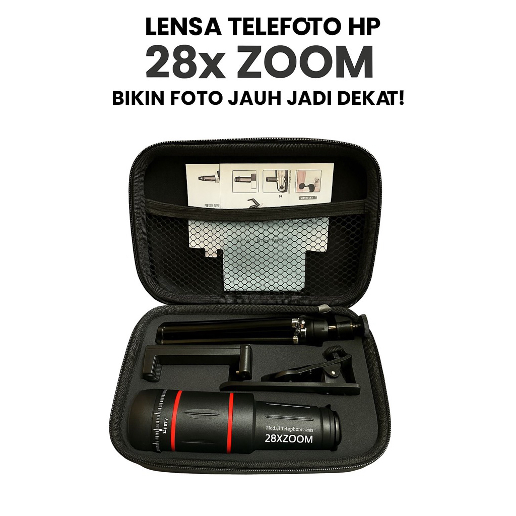 Jual LENSA 28X ZOOM APEXEL TELEFOTO 1 SET TRIPOD SESUAI DI FOTO LENSA ...