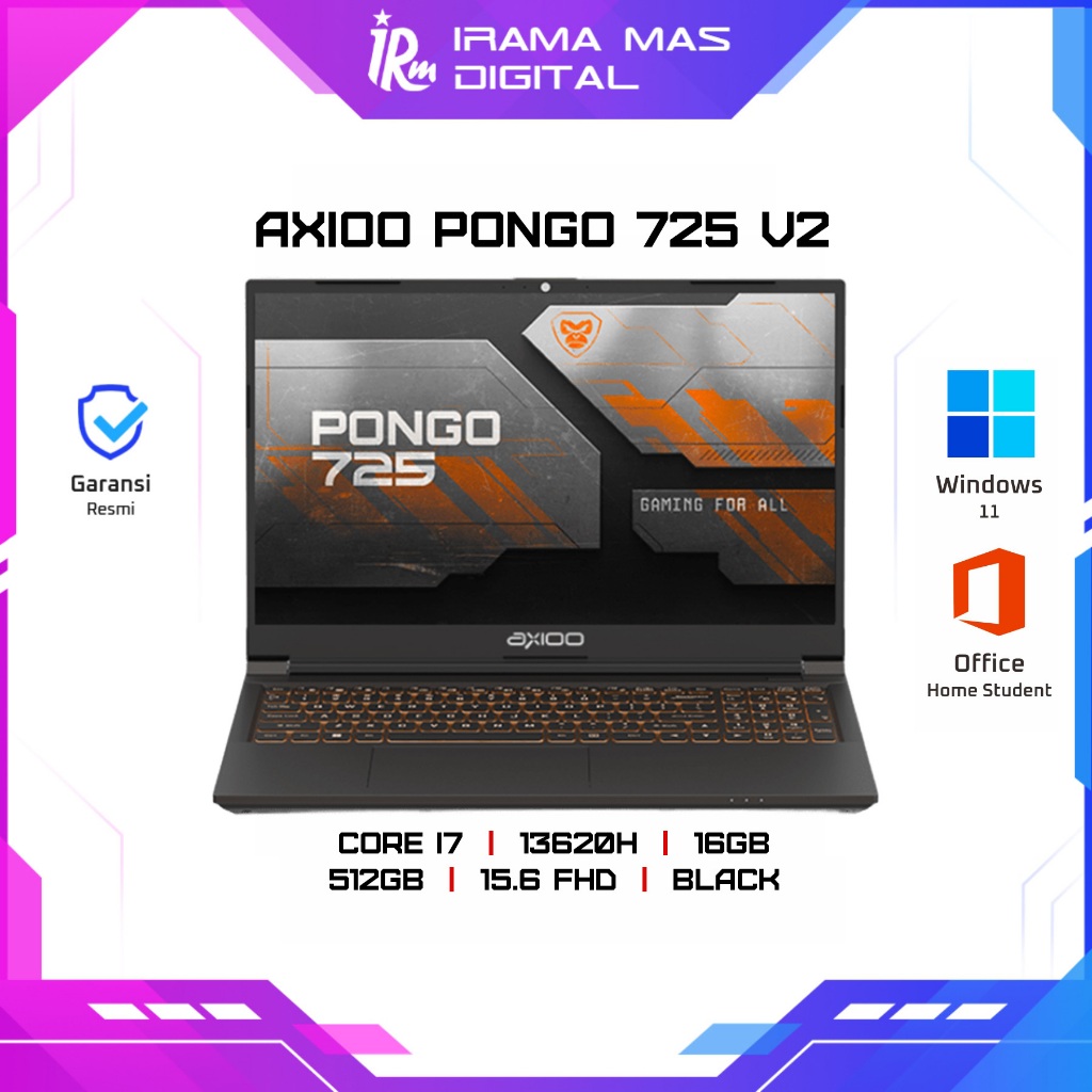 Jual AXIOO PONGO 725 V2 CORE I7 13620H/16GB/512GB/15.6 FHD - BLACK ...