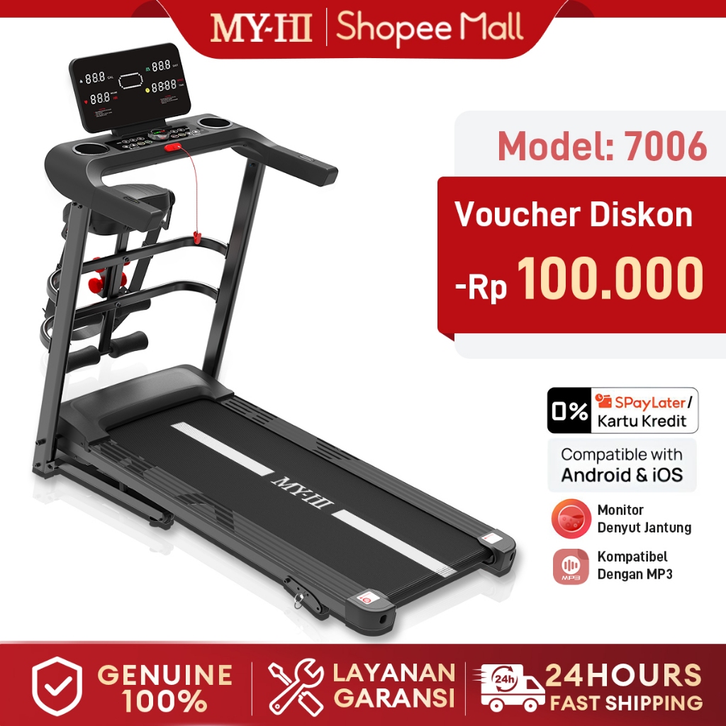 Jual MY-HI Treadmill electric low watt Treadmill garansi 7006 Layar LCD ...