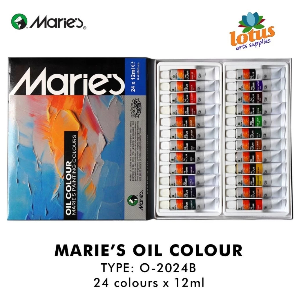 Jual Maries Oil Colour set 24 Warna x 12 ML Tube - cat minyak 24 warna ...
