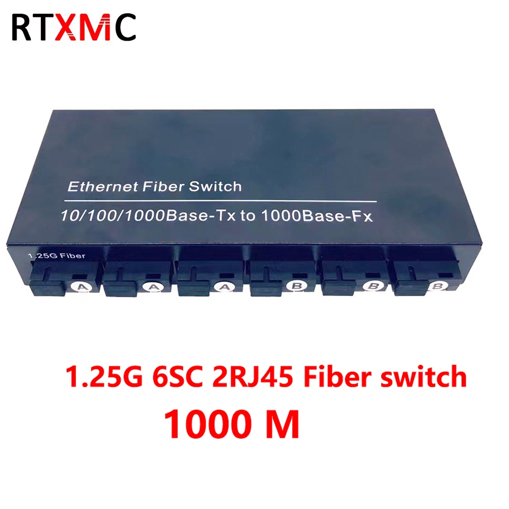 Jual 100/1000M Ethernet Optical Fiber Media Switch Converter Gigabit 6 ...