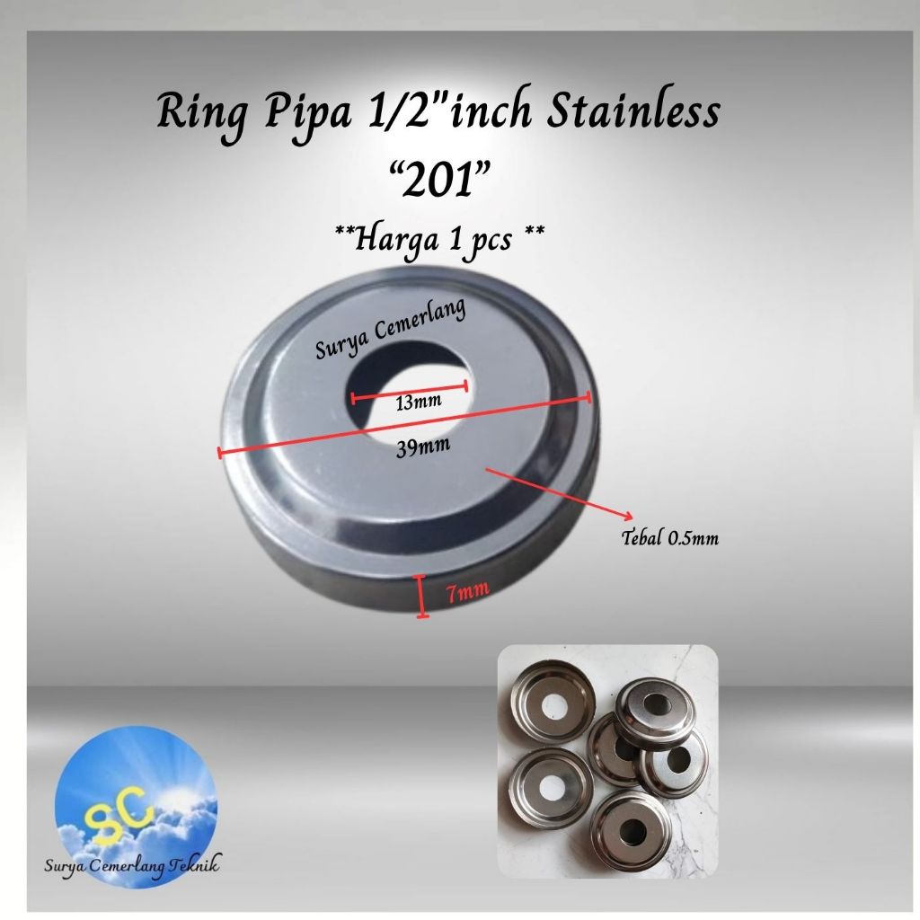 Jual Tapak pipa Ring pipa 1/2"inch stainless Steel Tangga 1/2" inch ...