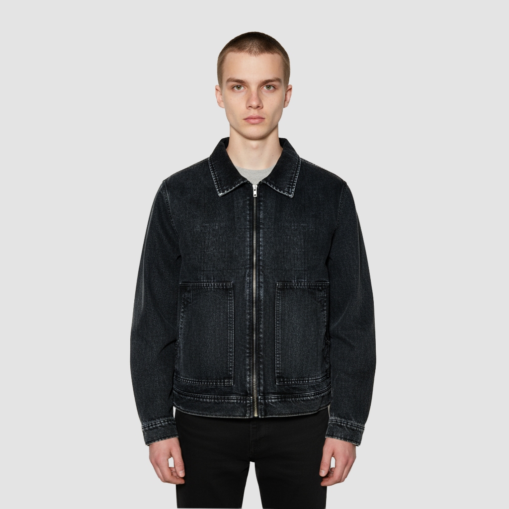 Jual Fairgoods Work Jacket Boxy Denim Stuw Snow Black | Shopee Indonesia