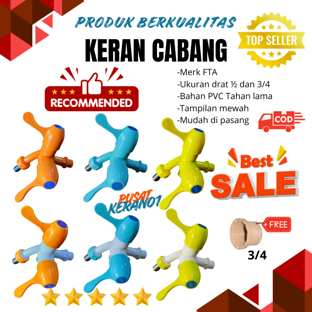 Jual Keran Cabang 2 Shower PVC Kamar Mandi 1/2 Inch Dan 3/4 Inch ...