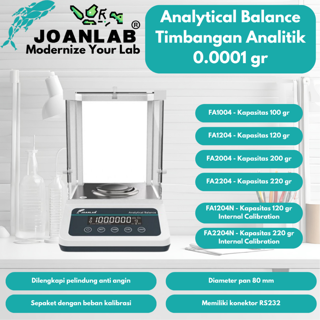 Jual JOANLAB Timbangan Analitik Analytic Balance Ketelitian 0.0001 gram ...