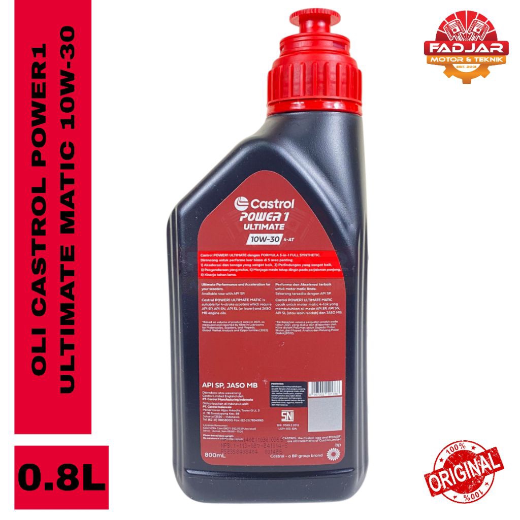 Jual Oli Castrol Power1 Ultimate Matic 10W-30 0.8L Original – Oli Full ...