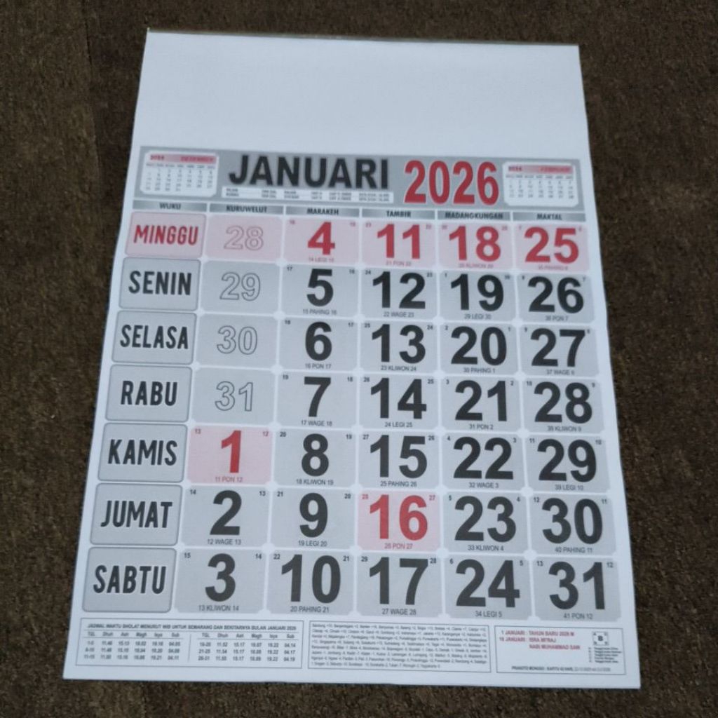 Jual kalender Almanak jumbo 2026 (12 lembar) | Shopee Indonesia