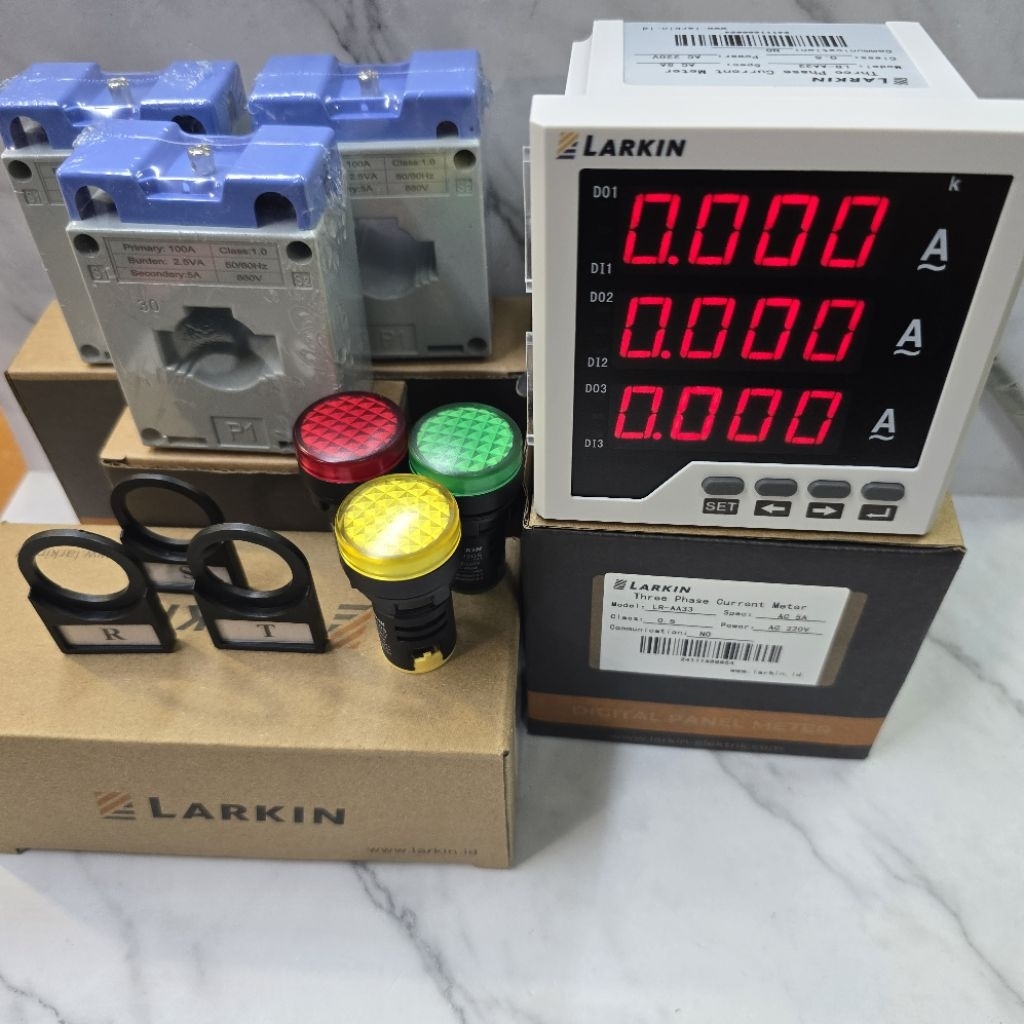 Jual LARKIN PAKET KOMPLIT DIGITAL AMPERE METER 3PHASE LRAA33 + 3PCS CT ...