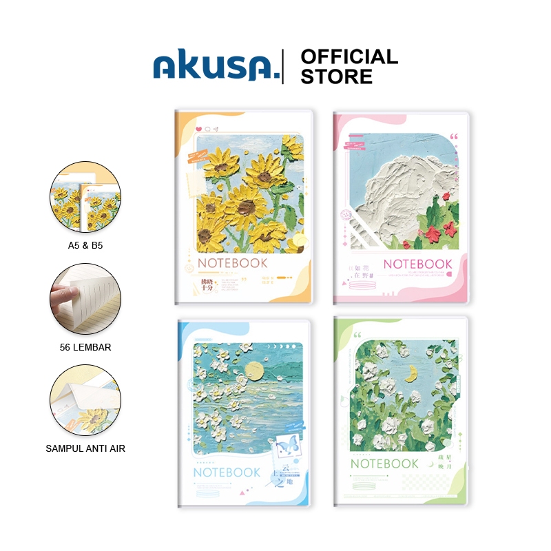 Jual AKUSA Soft Cover Notebook Motif A5/B5 56 Lembar Buku Catatan ...