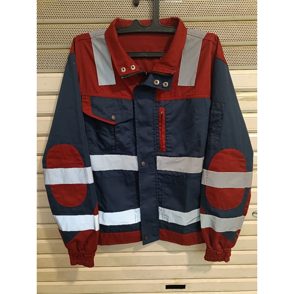 Jual jacket safety tambang warna navy maroon /seragam tambang/jacket ...