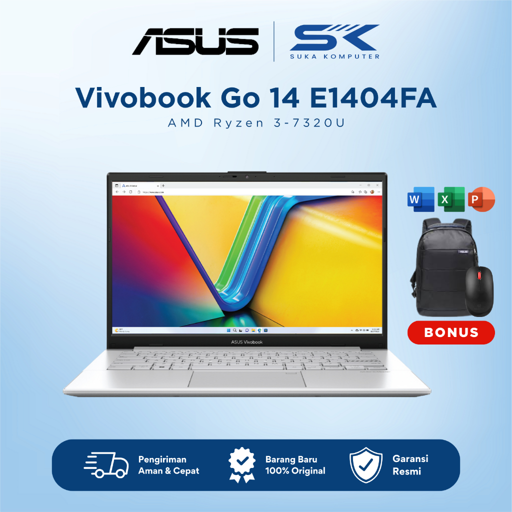 Jual Laptop Asus Vivobook Go 14 E1404FA-FHD3853M /AMD Ryzen 3-7320U/8GB ...
