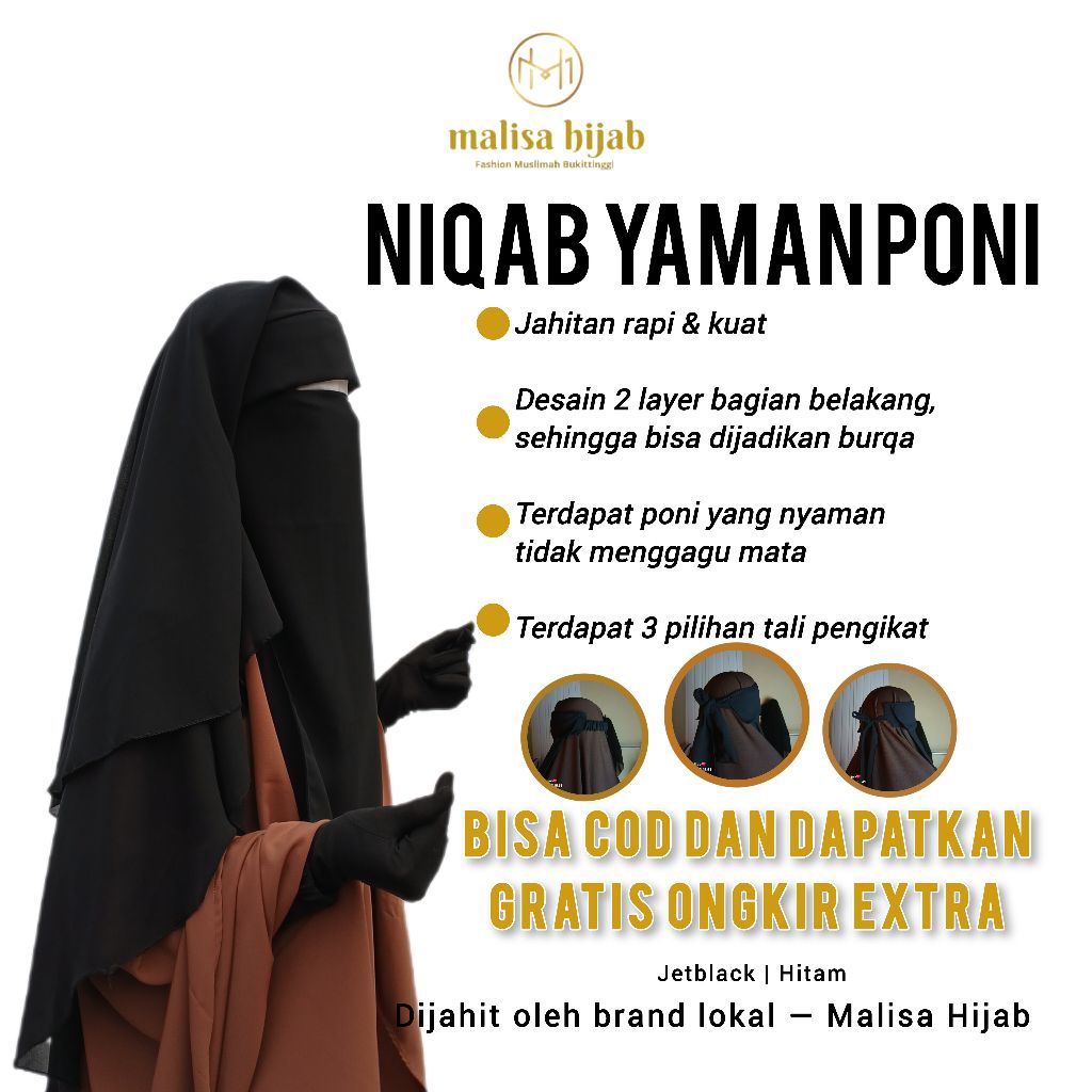 Jual NIQAB YAMAN PONI 2 LAYER BURQA Chiffon Cerruti Babydoll Premium ...