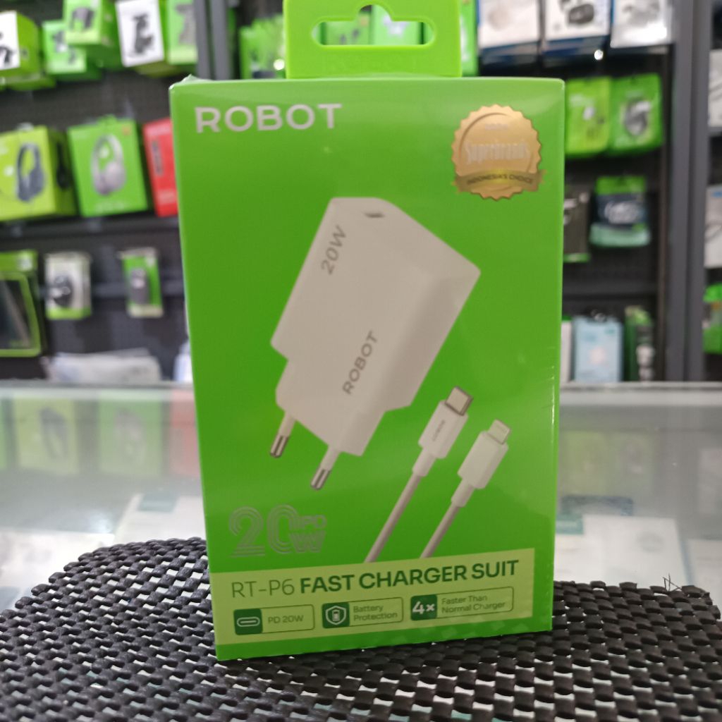 Jual ROBOT RT-P6 | FAST CHARGER 20W PD | TYPE-C TO LIGHTNING CHARGER ...