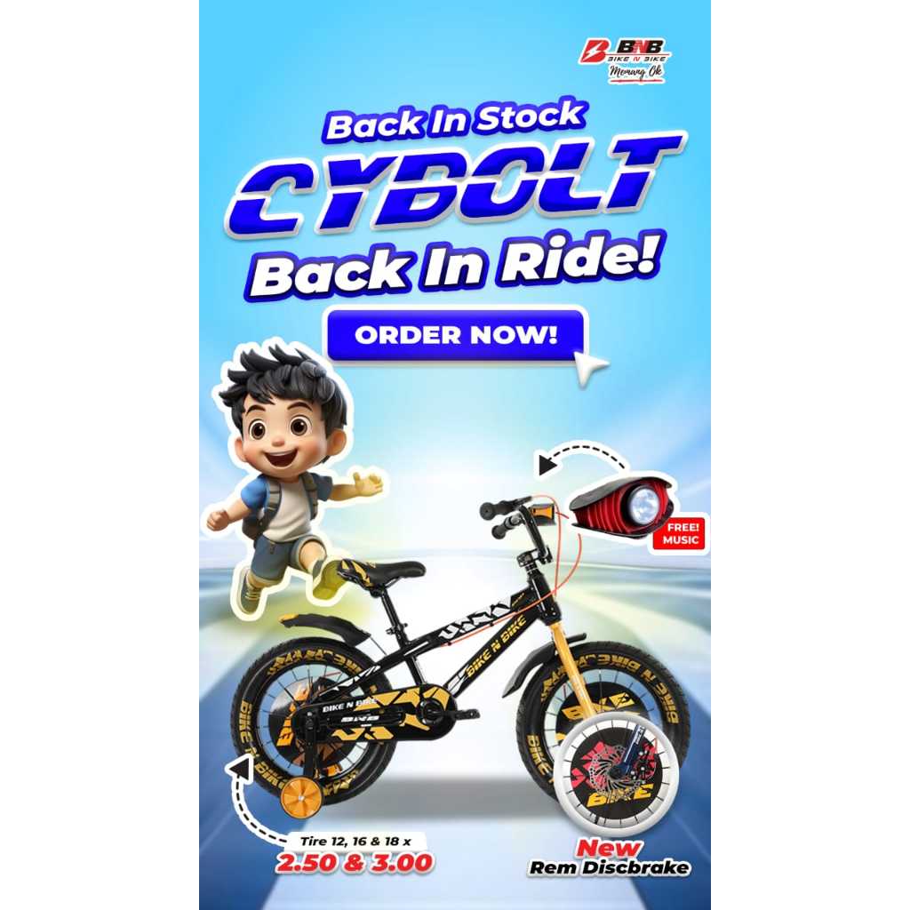 Jual Sepeda Anak Laki Laki BMX BNB Cybolt Ukuran 12 16 18Inch BMX Anak ...