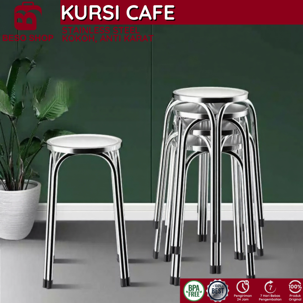 Jual BESO SHOP Kursi Besi Stainless Steel BANGKU BULAT STAINLESS STEEL ...