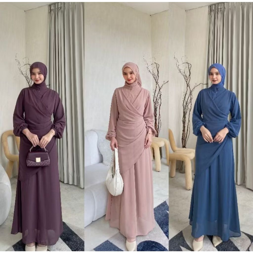 Jual Erina Dress Ceruti Ootd Hijab Simple Seragam Bridesmaid Terlaris ...