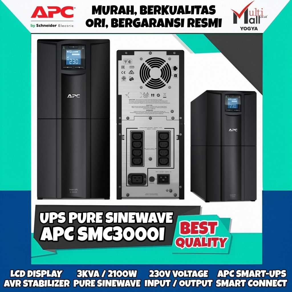 Jual APC Smart-UPS Pure Sinewave SMC3000I 3KVA 3000VA LCD Display AVR SmartConnect USB Serial ...
