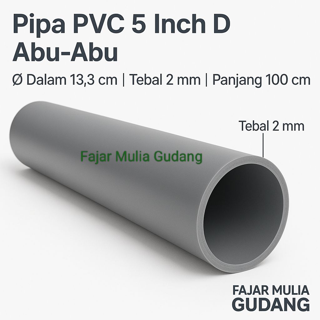 Jual Pipa PVC 5 Inch Type D Abu-Abu – Panjang 100cm, Diameter 13,3cm ...