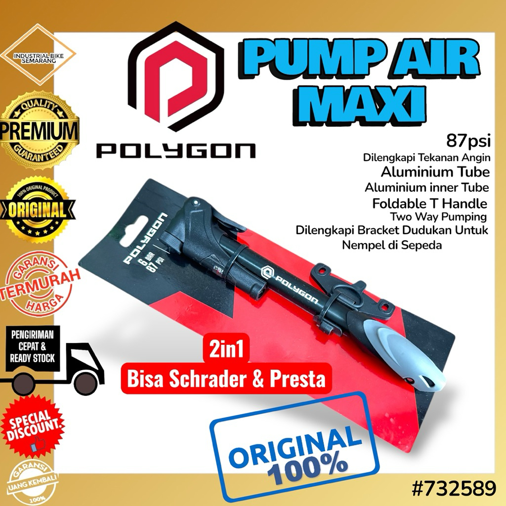 Jual ( POLYGON MINI HAND PUMP AIR MAXI ALLOY ) Pompa Tangan Sepeda Mini ...