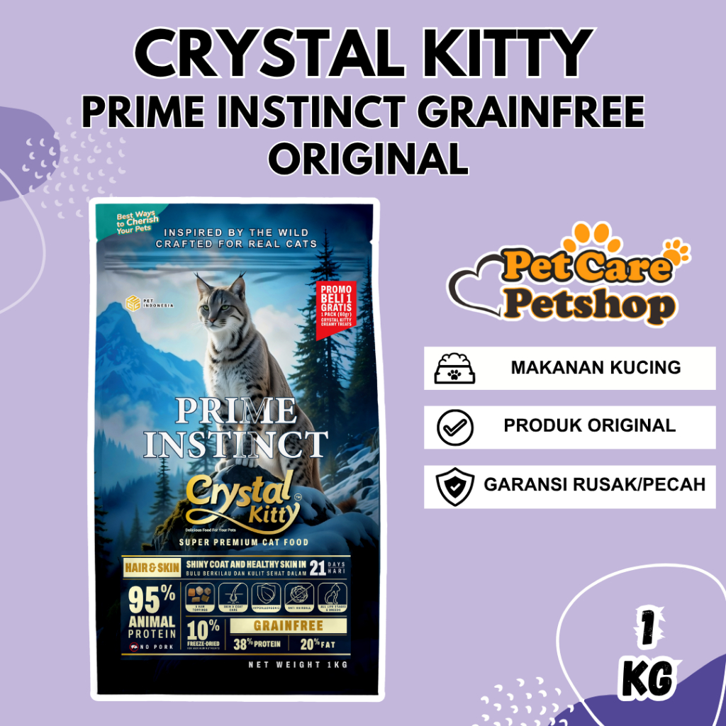 Jual Makanan Kucing Kering Crystal Kitty Prime Instinct Grainfree Cat ...