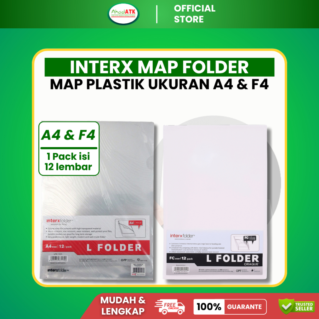 Jual Interx Map Folder A4 & F4 – Map Plastik L Folder / 1 Pack isi 12 Lembar | Shopee Indonesia