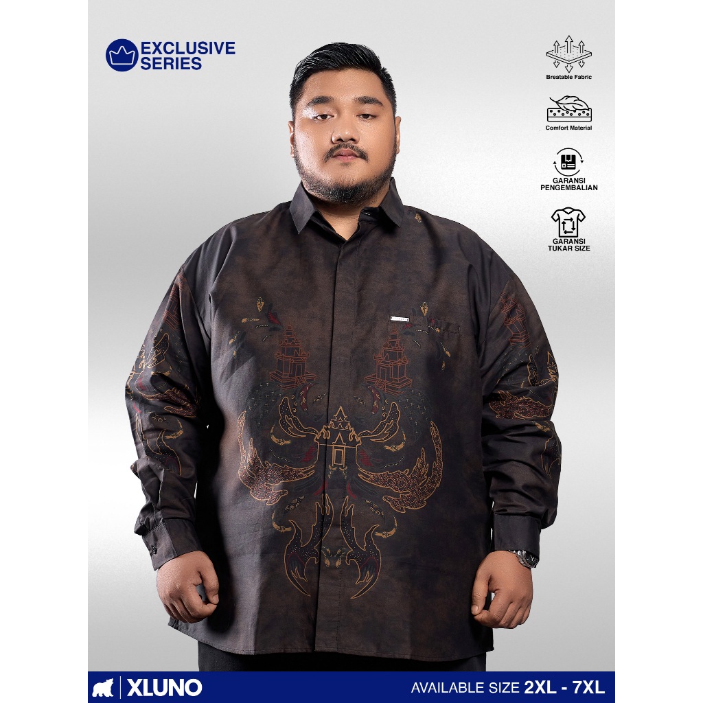 Jual XLUNO x Laskala Batik Mataram Kemeja Batik Jumbo Pria Big Size ...