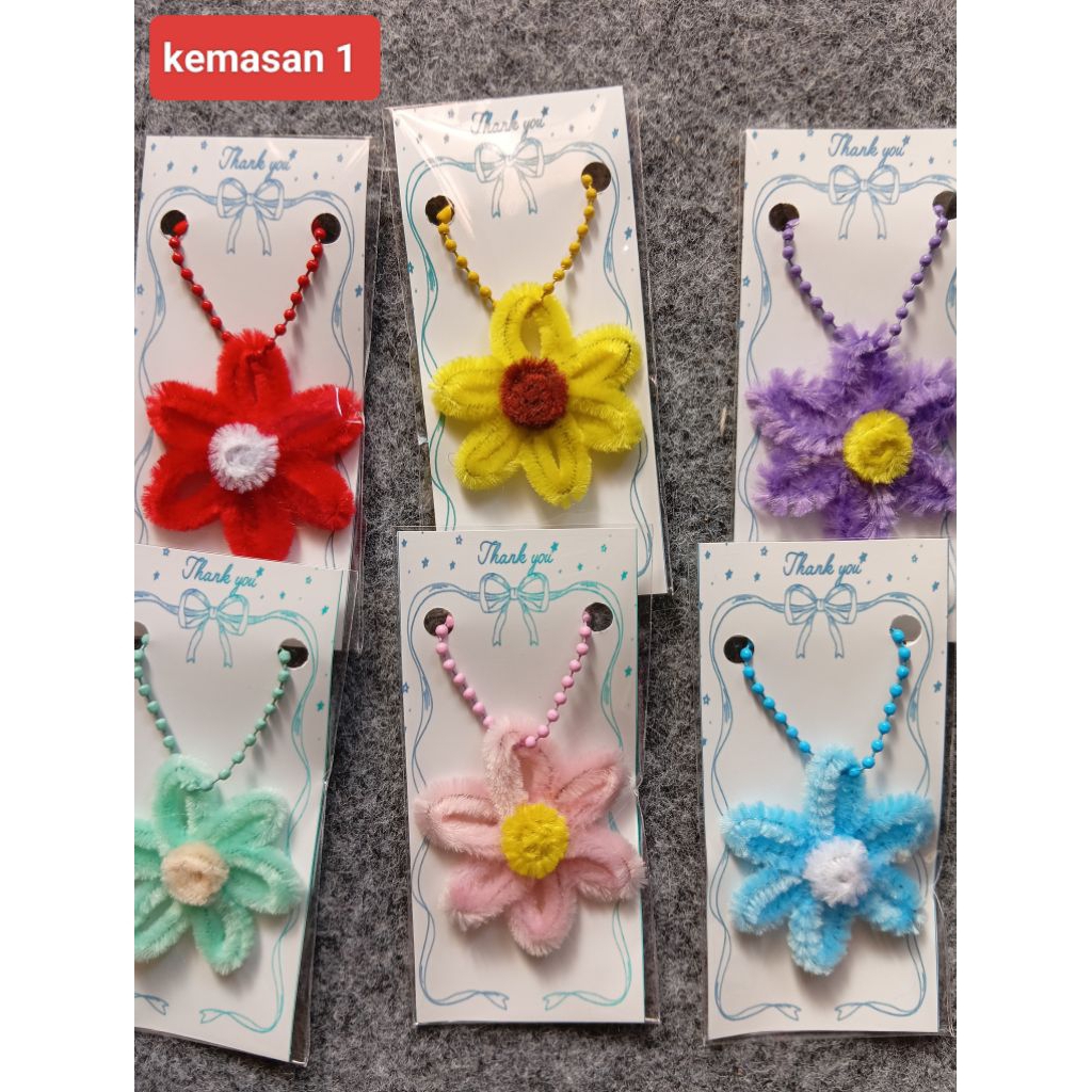 Jual ganci bunga imut kawat bulu | Shopee Indonesia