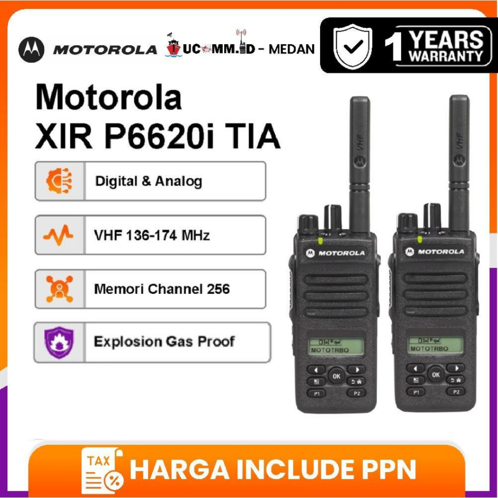 Jual Motorola Xir P6620i XIRP6620i VHF TIA Gas Proof HT Digital Analog ...