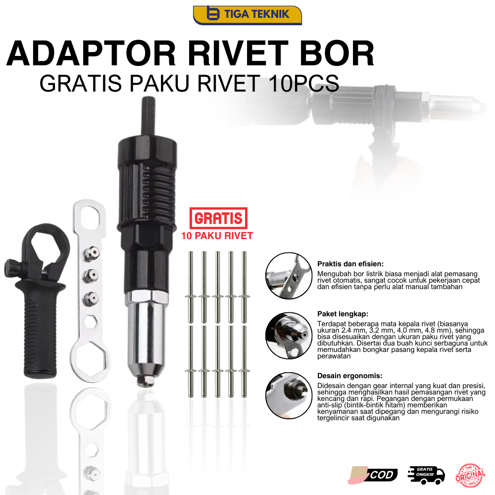 Jual Alat Rivet Tang Rivet Ripet Sambung Konverter Bor Rivet Gun ...