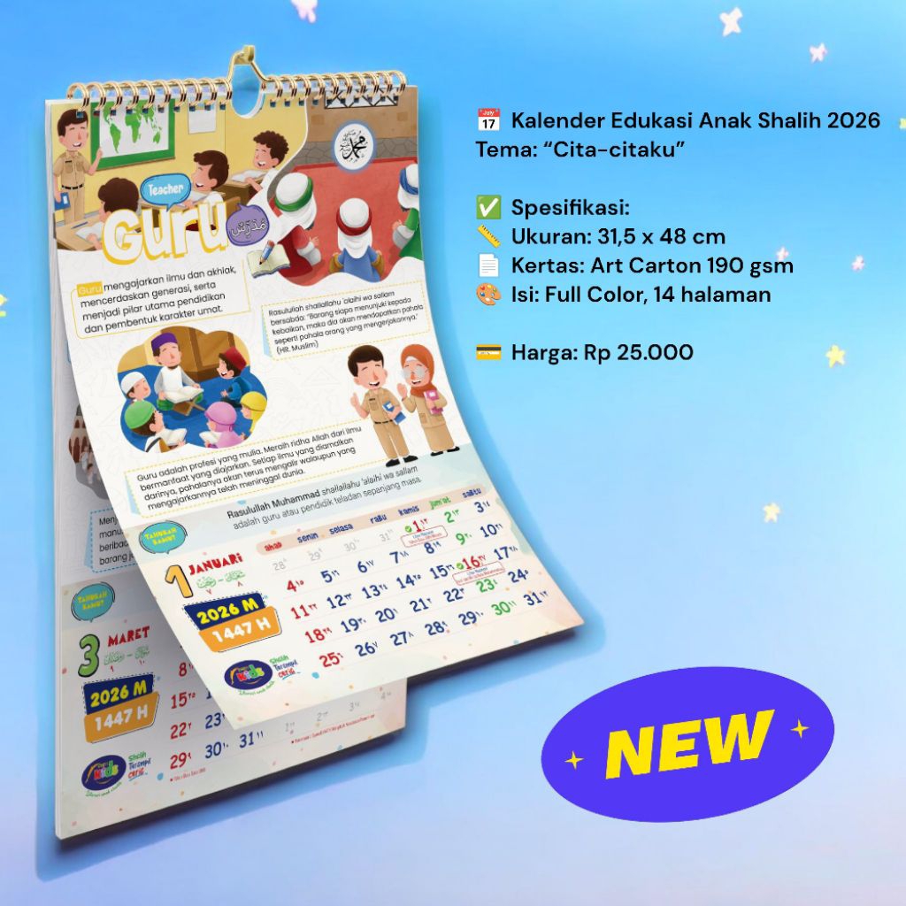 Jual Kalender Dinding 2026 Tema Cita-citaku Edisi Anak Full Color 31*48 ...