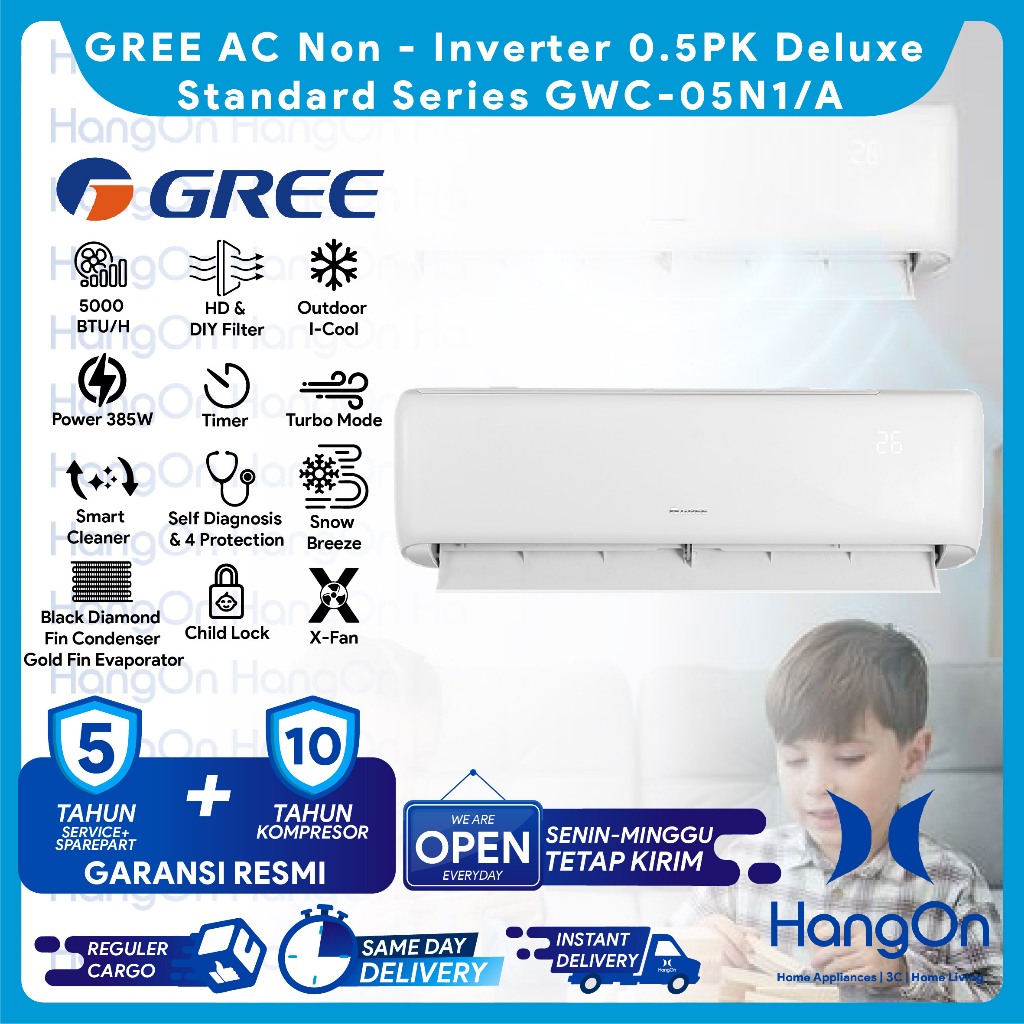 Jual GREE GWC-05N1/A AC 0.5PK Deluxe Standard Series N1A Pendingin ...