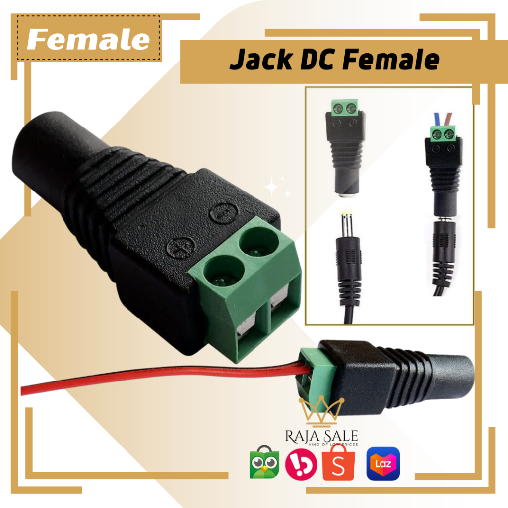 Jual Jack DC Female 5.5mm Standar untuk CCTV atau Pompa DC, Konektor ...