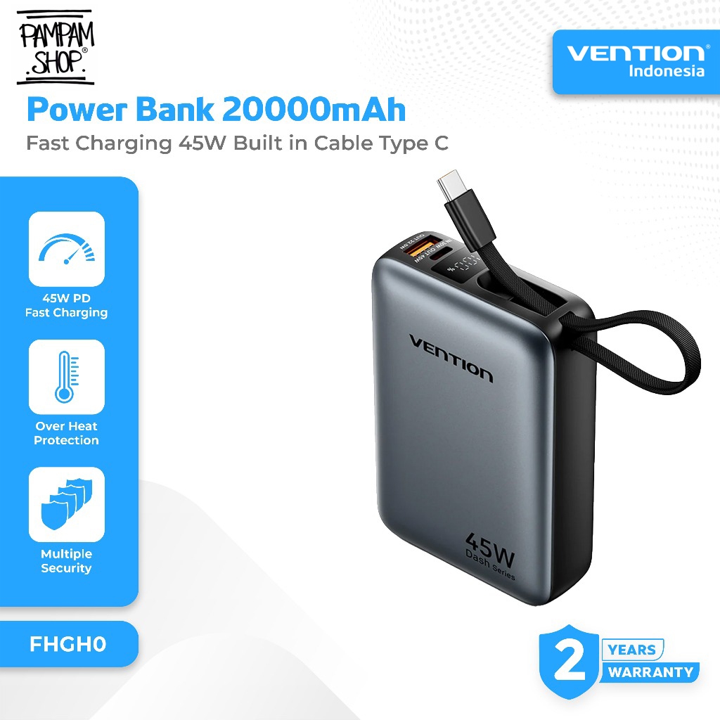 Jual VENTION FHGH0 Power Bank 20000mAh 45W Type C USB A With Built in ...