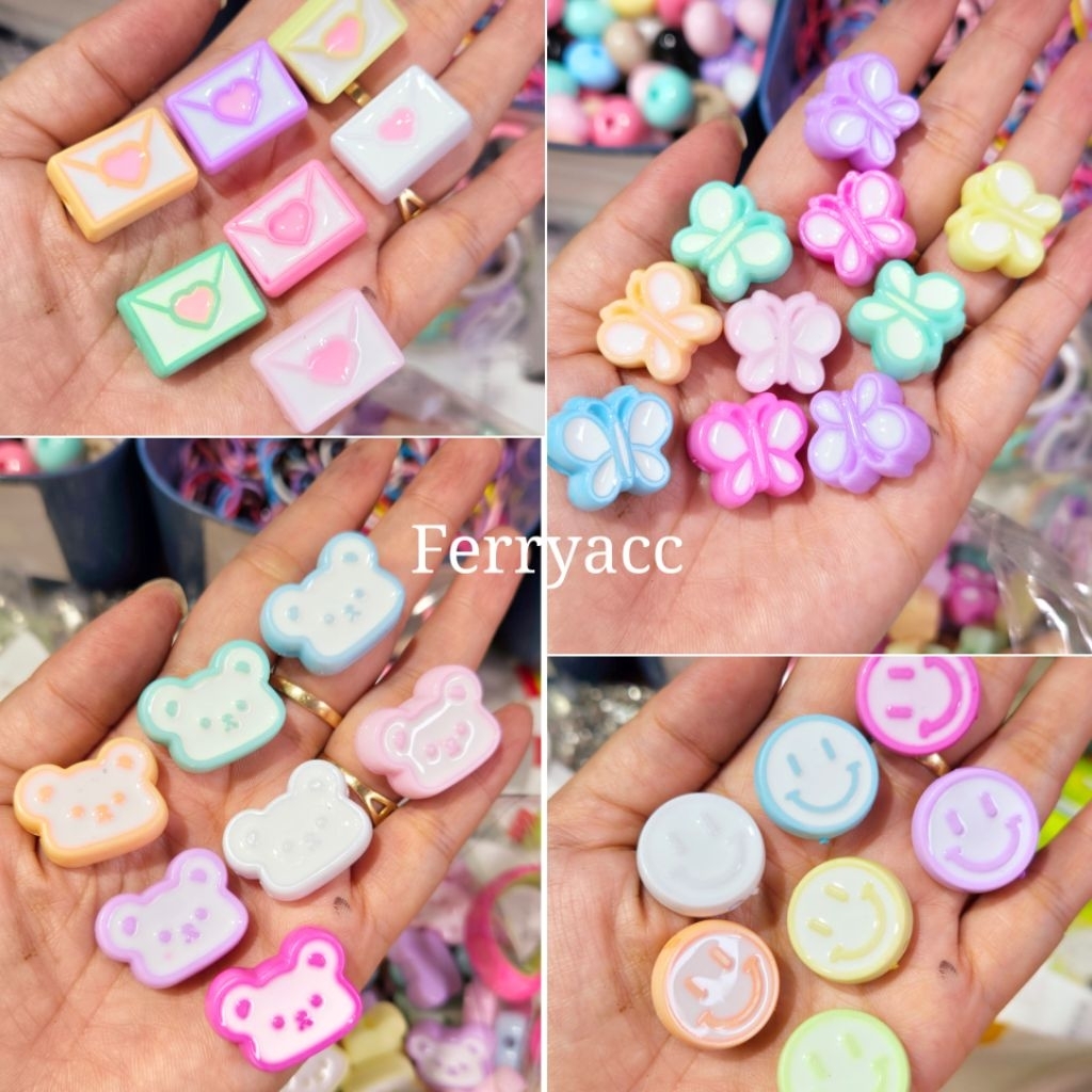 Jual 25gram manik pastel dua warna premium lubang besar | Shopee Indonesia