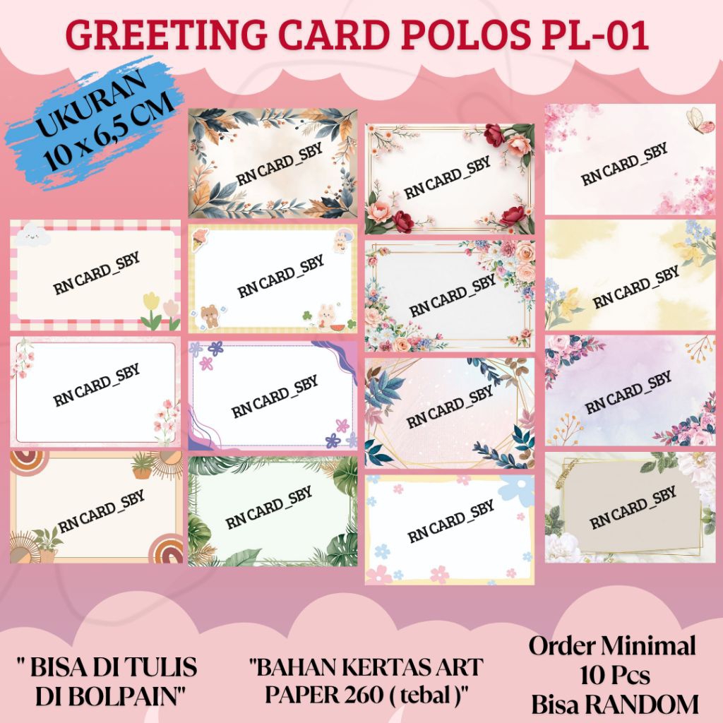 Jual GREETING CARD POLOS || KARTU UCAPAN POLOS || GIFT CARD A-05 ...