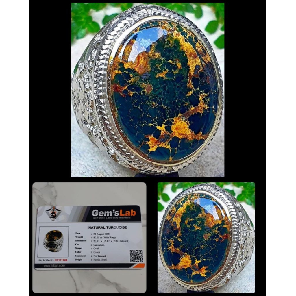 Jual cincin batu pirus jumbo hitam asli tambang persian | Shopee Indonesia