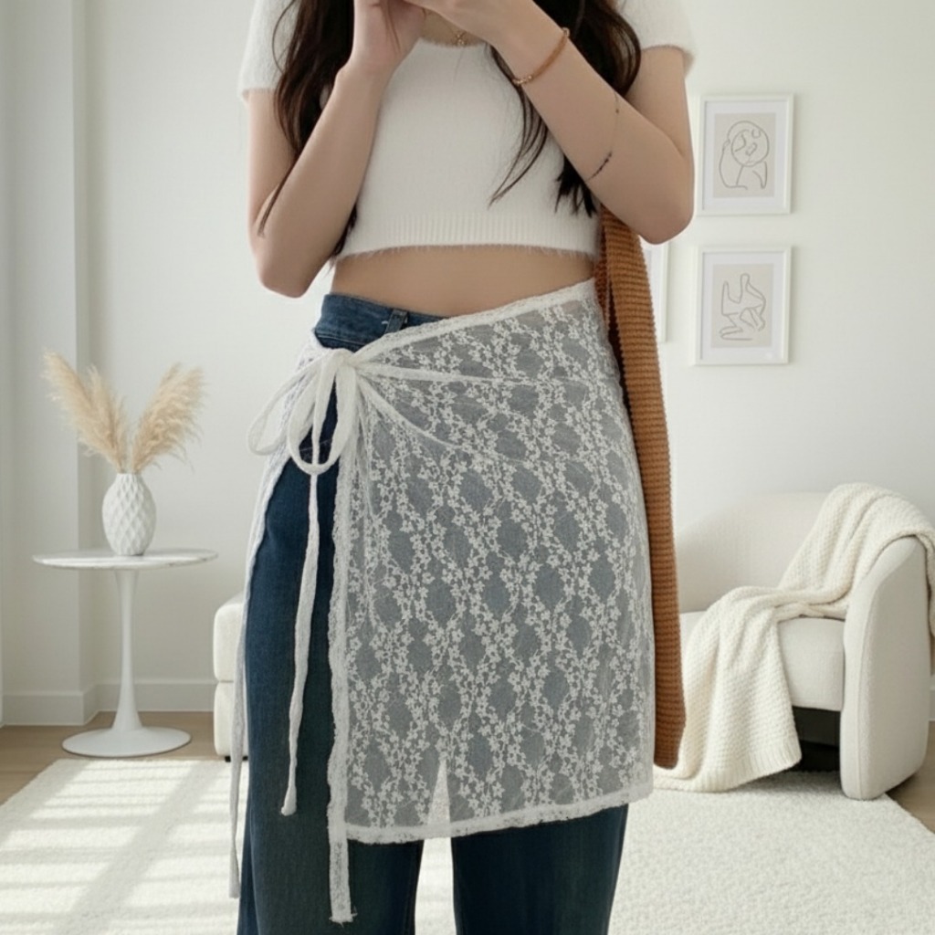 Jual Naluna Studio Wrap Skirt Lace Rok Outer Lilit Overlay Pendek ...