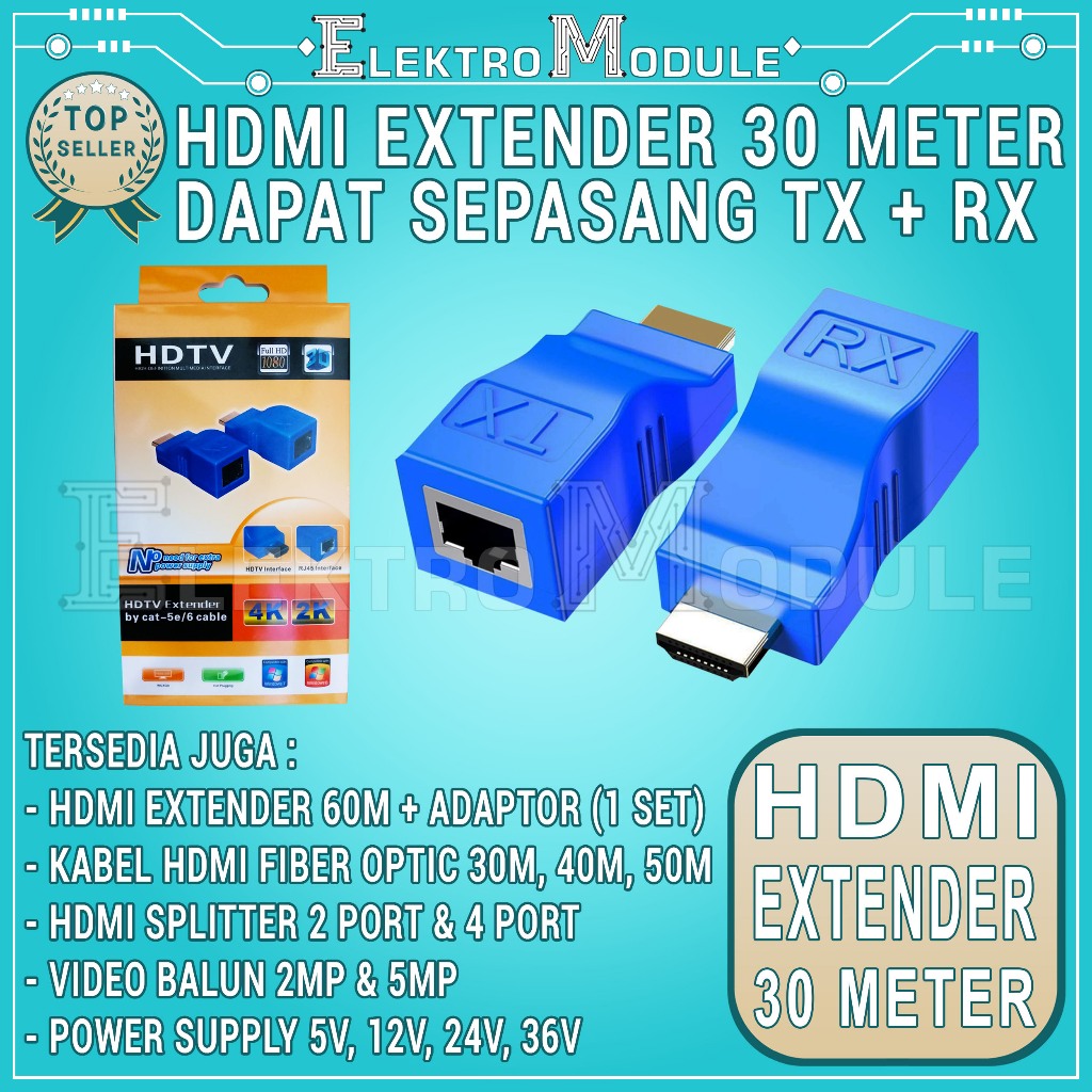 Jual HDMI Extender 30M Over LAN UTP Cat5e/Cat6 / HDMI Extender Via LAN ...