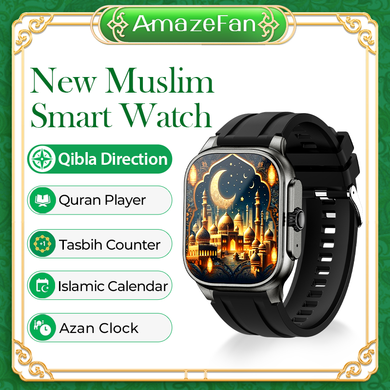 Jual AmazeFan Muslim Smartwatch M77 MAX - 114 surah Al-Qur'an Jam ...